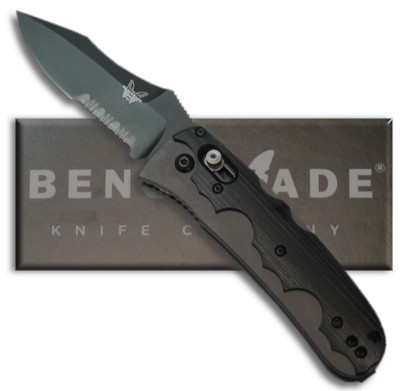 Benchmade Snody 4200SBK Auto Resistor Knife (3.45" Black Serr) - Blade HQ