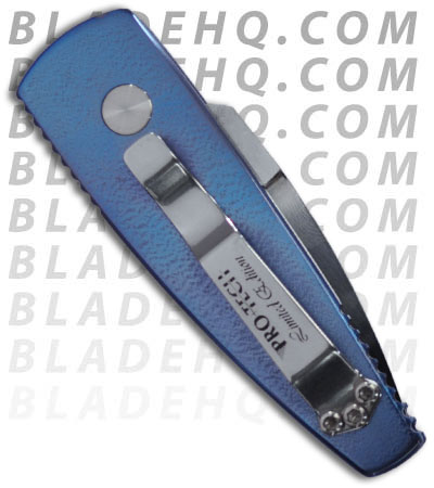 Custom Pro-Tech Blue Titanium Stinger Knife (Polished) - Blade HQ