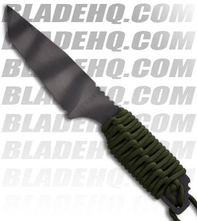 Strider Knives DB-L Tanto Fixed Blade Knife w/OD Green Cord Wrapped (3. ...