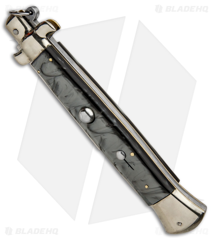 AGA Campolin 18" Stiletto Automatic Knife Gray Acrylic (8" Satin Bayo ...