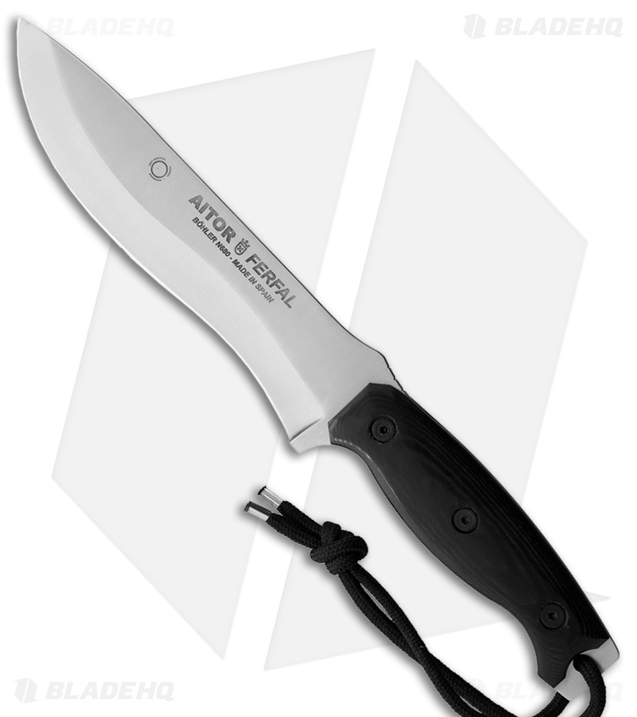 Aitor Ferfal Fixed Blade Knife Black Canvas Micarta Satin