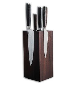 Boker Boker Master Blade Damasteel Kitchen Knife Set Brown Wood Handle ...