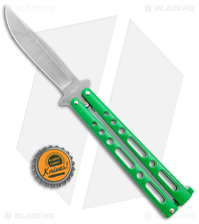 Benchmark Butterfly Knife Green + Stonewash - Blade HQ