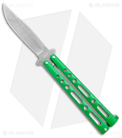 Benchmark Butterfly Knife Green + Stonewash - Blade HQ