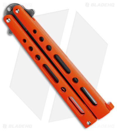 Orange Benchmark Butterfly Knife | Stonewash Blade - Blade HQ