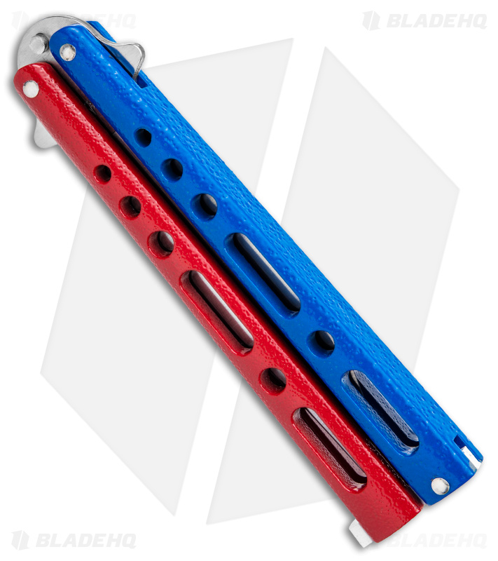 Benchmark Butterfly Knife Red/Blue + Satin - Blade HQ