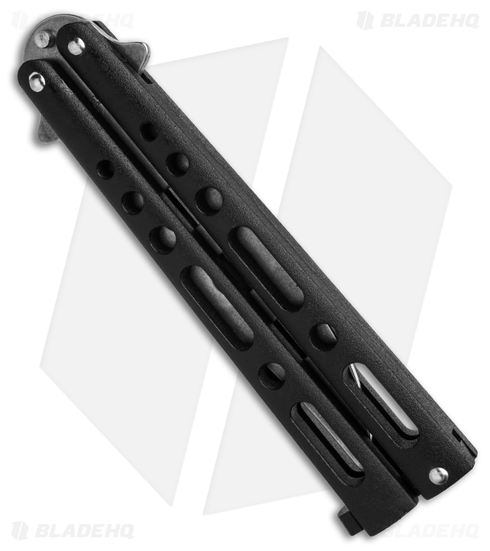 Benchmark Butterfly Trainer Knife | Black + Stonewash - Blade HQ