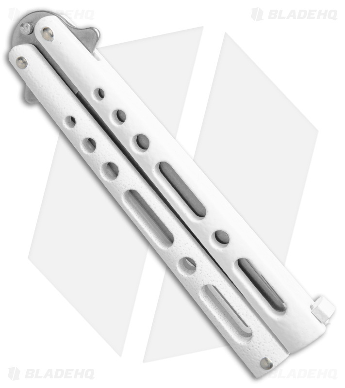 Benchmark Butterfly Knife White Epoxy Steel (4" Stonewash) - Blade HQ