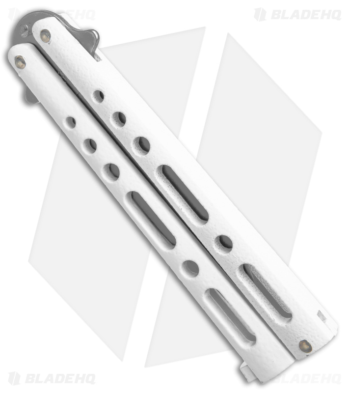 Benchmark Butterfly Knife White Epoxy Steel (4" Stonewash) - Blade HQ
