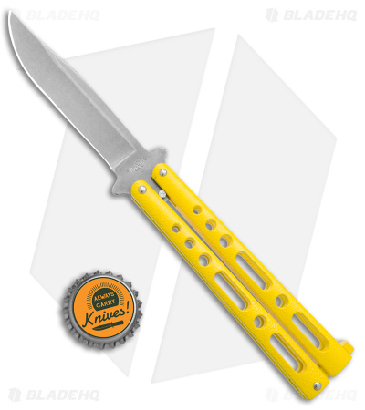 Benchmark Butterfly Knife Yellow Epoxy Steel (4" SW) - Blade HQ
