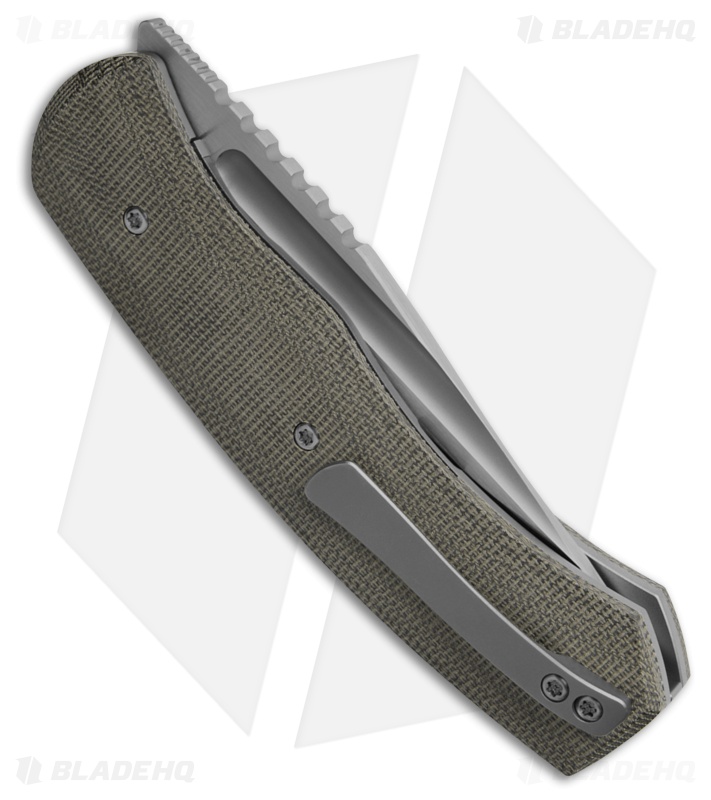 BergBlades Alpha Knife Green Micarta Belt Satin