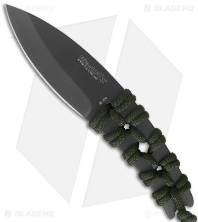Black Fox Throwing Knife Gray/Green Cord BF724 - Blade HQ