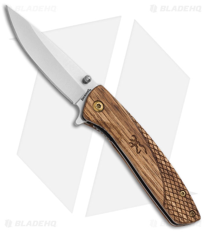 Browning Pursuit Liner Lock Knife Wood (2.5" Satin) - Blade HQ