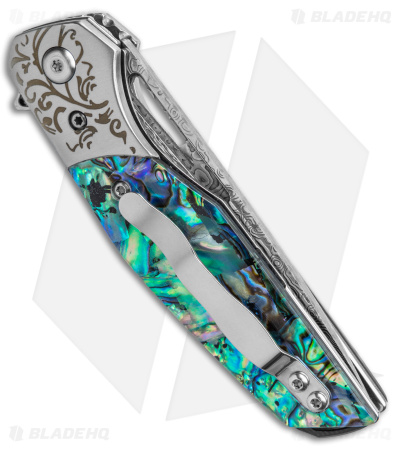 Buck N Bear Abalone Flipper Knife (3" Damascus) - Blade HQ