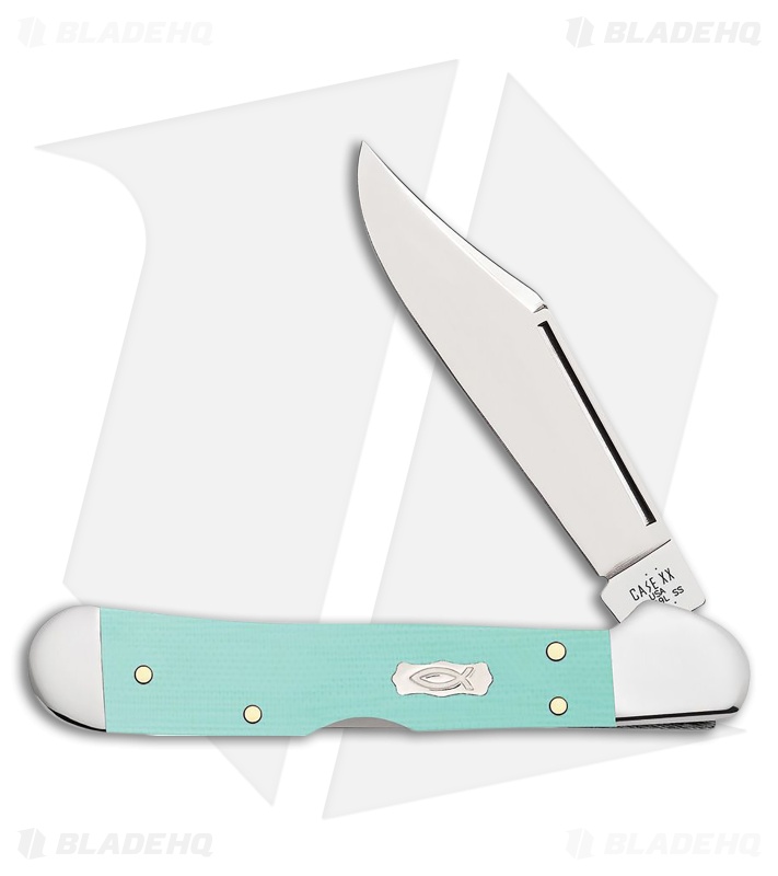 Case Cutlery Mini Copperlock Seafoam Green G 10 (2.72" Polish) - Blade HQ