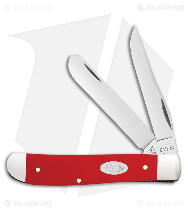 Case Knives Mini Trapper Knife Red Smooth Synthetic 4207 SS