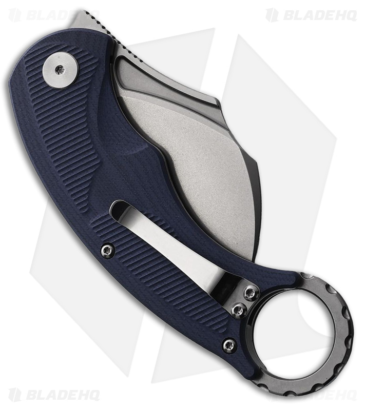 CMB Made Knives Falcon Karambit Knife Blue G-10 (Stonewash)