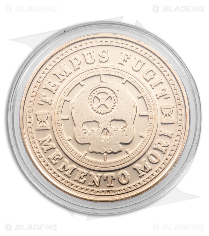 Carpe Diem "Seize the Day" Brass Skull/Tree Challenge Coin - Blade HQ