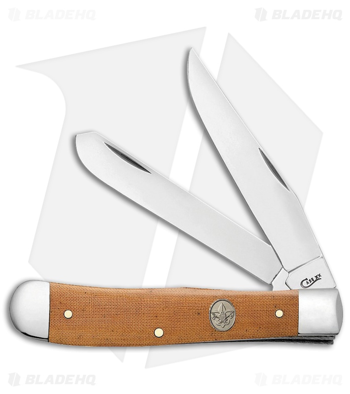 Case Boy Scouts Trapper Knife | Brown Canvas Laminate - Blade HQ