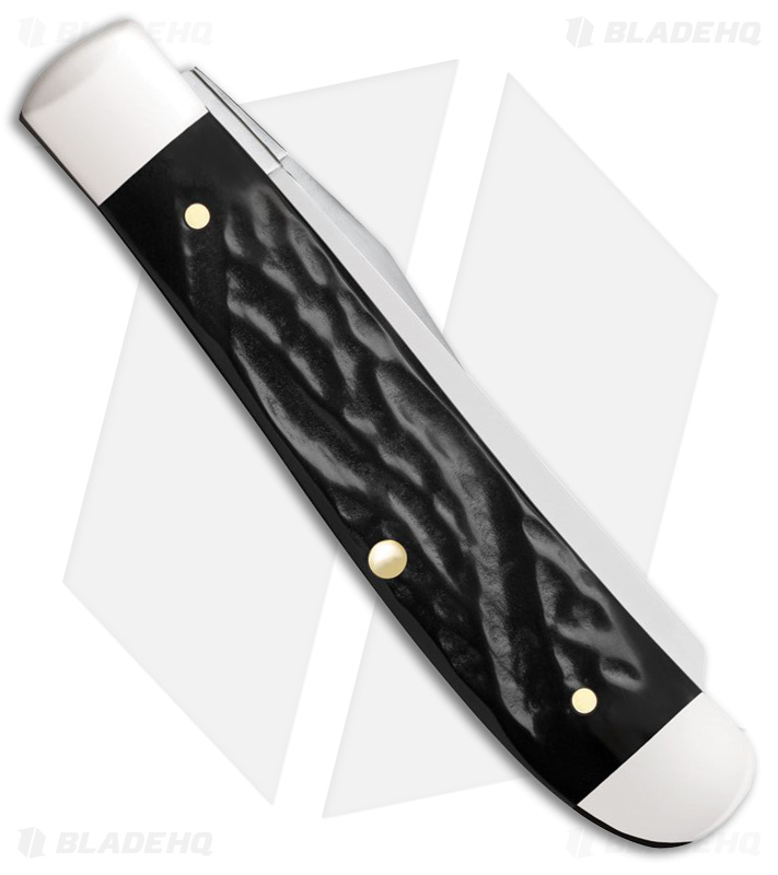 Case Knives Mini Trapper Knife Jigged Rough Black Synthetic