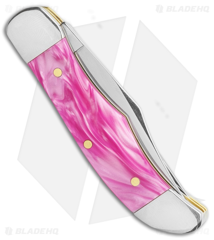 Case Pocket Hunter Knife 2.75" Pink Pearl Kirinite (102165 SS) - Blade HQ
