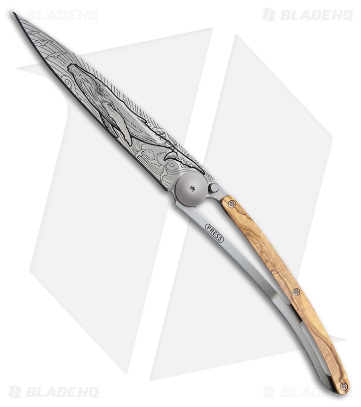 Deejo Whale 37g Knife Olive Wood/Steel Satin