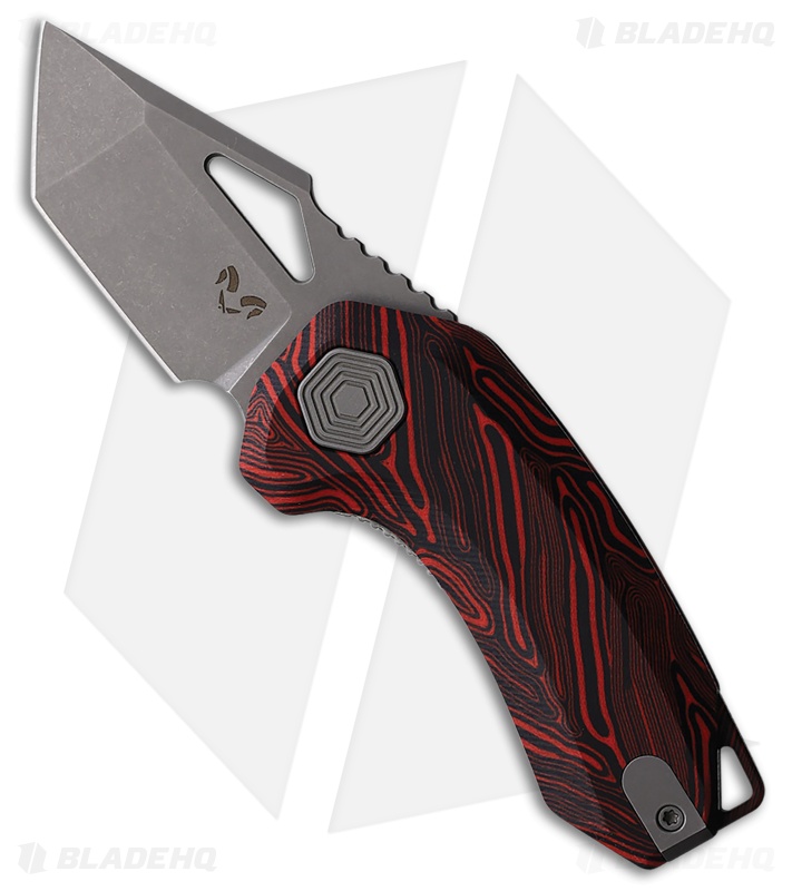 Damned Designs Oni Knife Red/Black Damascus G-10 SW