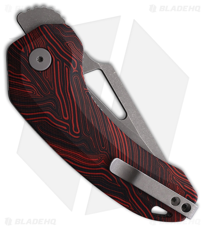 Damned Designs Djinn XL Knife Red/Black Damascus G-10 SW