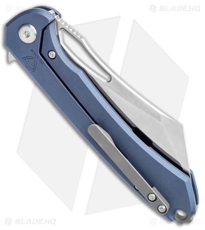 Buc | DROP + Ferrum Forge | Frame Lock Knife | Blue Ti - Blade HQ