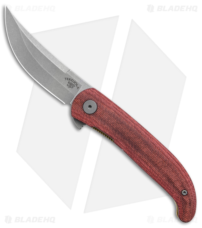 DROP + Terzuola | Cyrus Liner Lock Knife | Red Micarta - Blade HQ