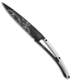 Deejo 37g Cafe Racer Liner Lock Knife Gold - Blade HQ