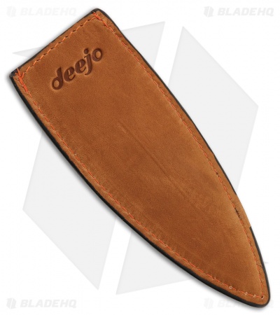 Deejo 27g Natural Leather Sheath w/ Orange Stitching - Blade HQ