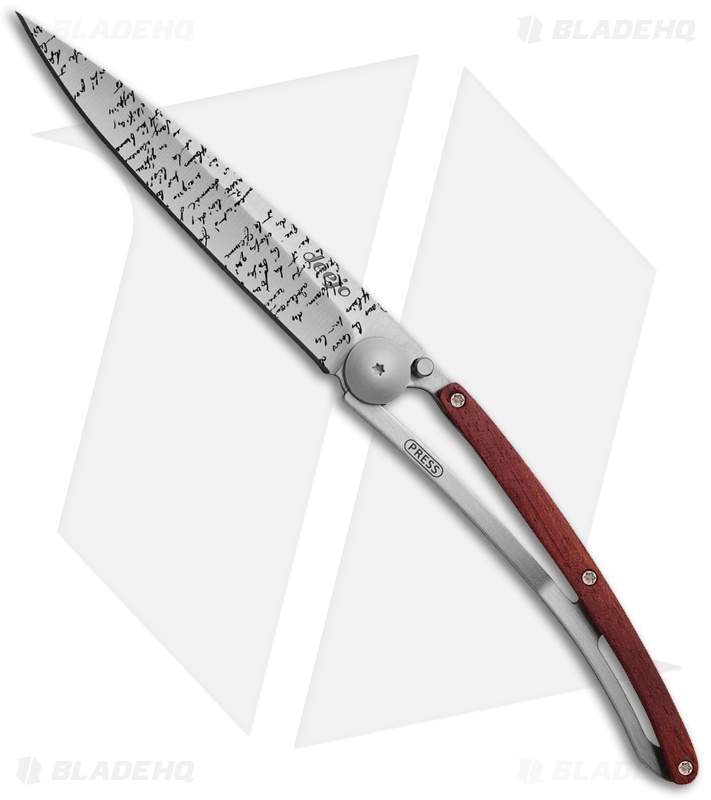 Deejo 37g Manuscript Liner Lock Knife Wood - Blade HQ