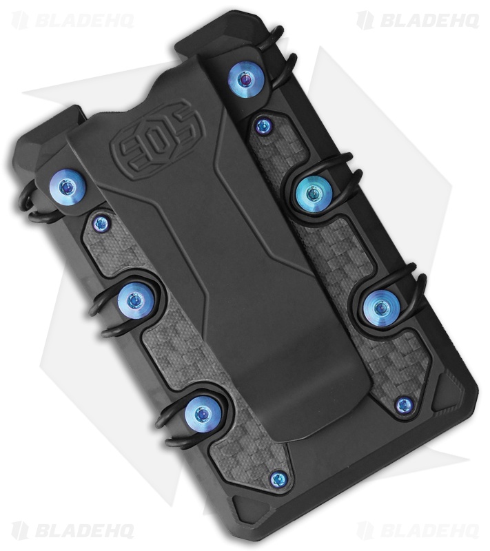 EOS 3.0 Wallet Titanium Black Carbon Fiber Inlays | Blue Anodized ...