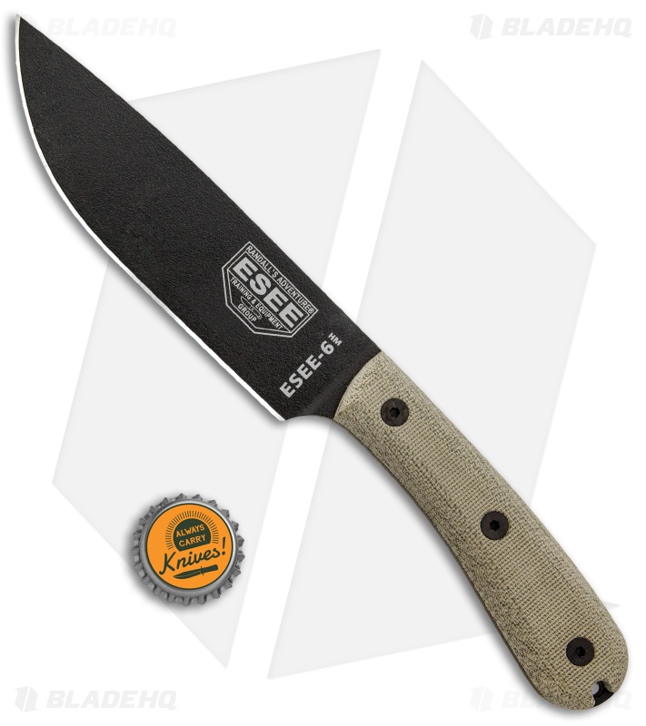 ESEE Knives ESEE-6HM | Fixed Blade Knife | Traditional Green Micarta