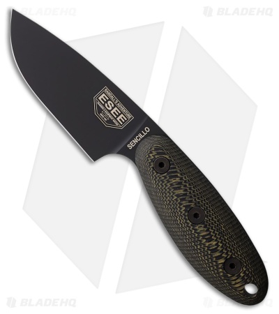 ESEE Knives Sencillo Fixed Blade Knife Black/Brown Micarta (3" DLC ...
