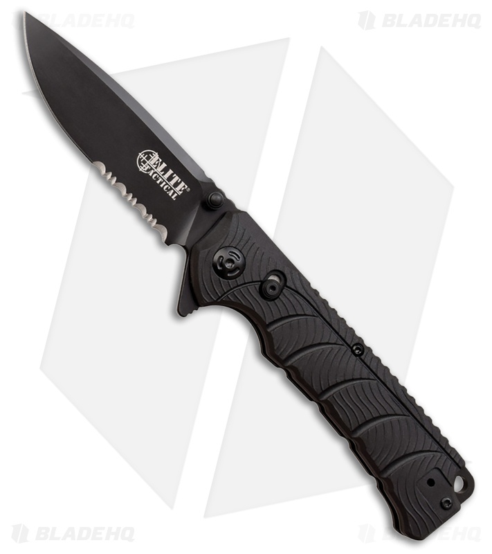 Elite Tactical Backdraft Knife Black Rubber Black Serr