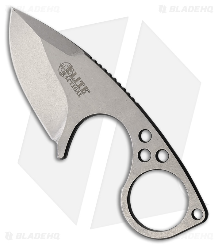Elite Tactical Teardrop Fixed Blade Knife Gray Steel Satin