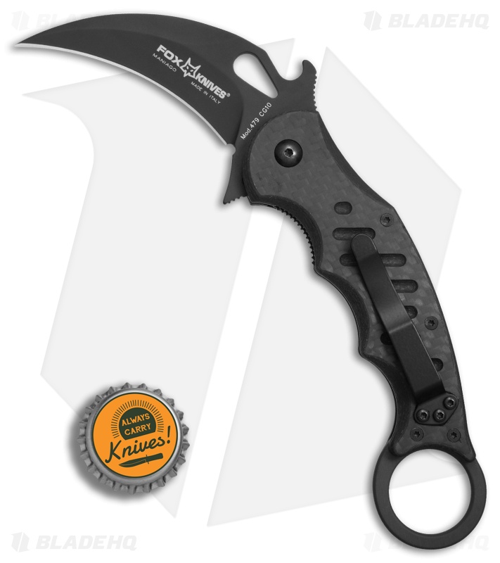 Fox Karambit Liner Lock Knife Carbon Fiber/G-10 (2.75" Black) - Blade HQ