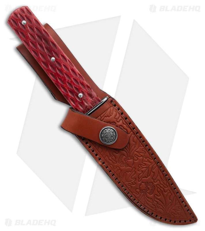 GEC H10 Hunter Fixed Blade Knife Red Jigged Bone - Blade HQ