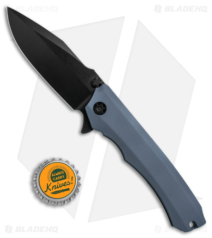 Heretic Knives Wraith Flipper Knife Blue Aluminum (3.625" Black) - Blade HQ