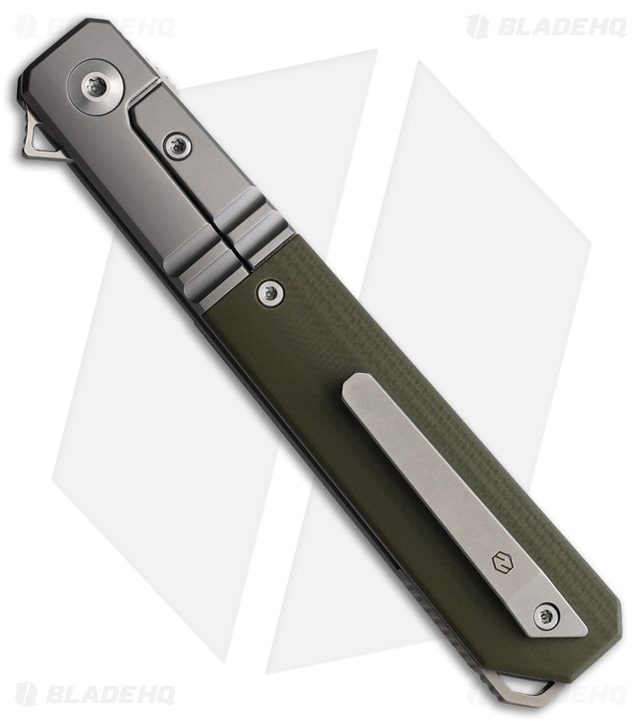 Karbon Knives Flatline Frame Lock Knife OD Green G-10 Satin