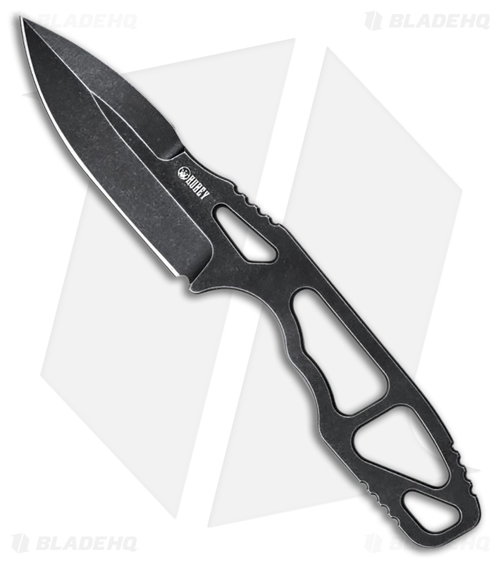 Kubey Knives TAG Fixed Blade Knife Skeletonized Steel Black SW