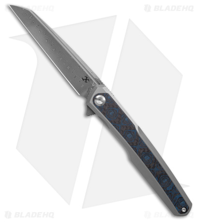 Kansept Arcus Knife Ti/Blue Rose CF + Damascus - Blade HQ