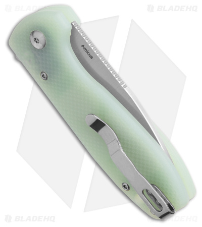 Kizer Amicus Button Lock Knife Jade G-10 (Satin) - Blade HQ