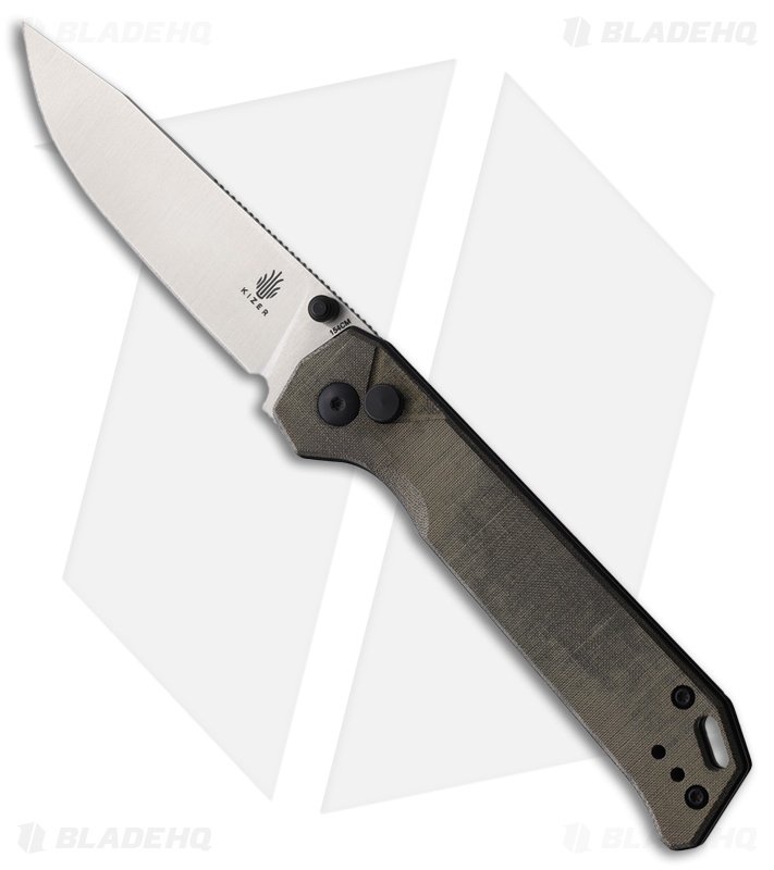 Kizer Begleiter 2 Knife Green Linen Micarta Satin