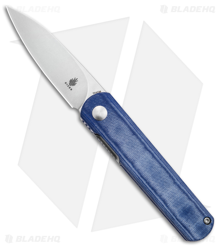 Kizer Feist | Front Flipper Knife | Blue Denim Micarta + SW - Blade HQ