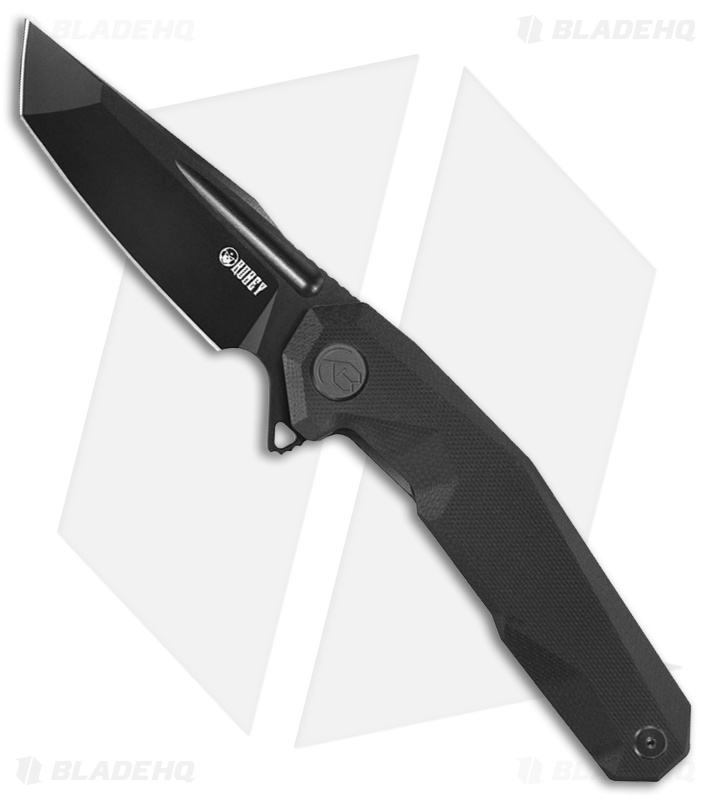 Kubey Carve Nest Liner Lock Tanto Knife Black G-10 Black D2