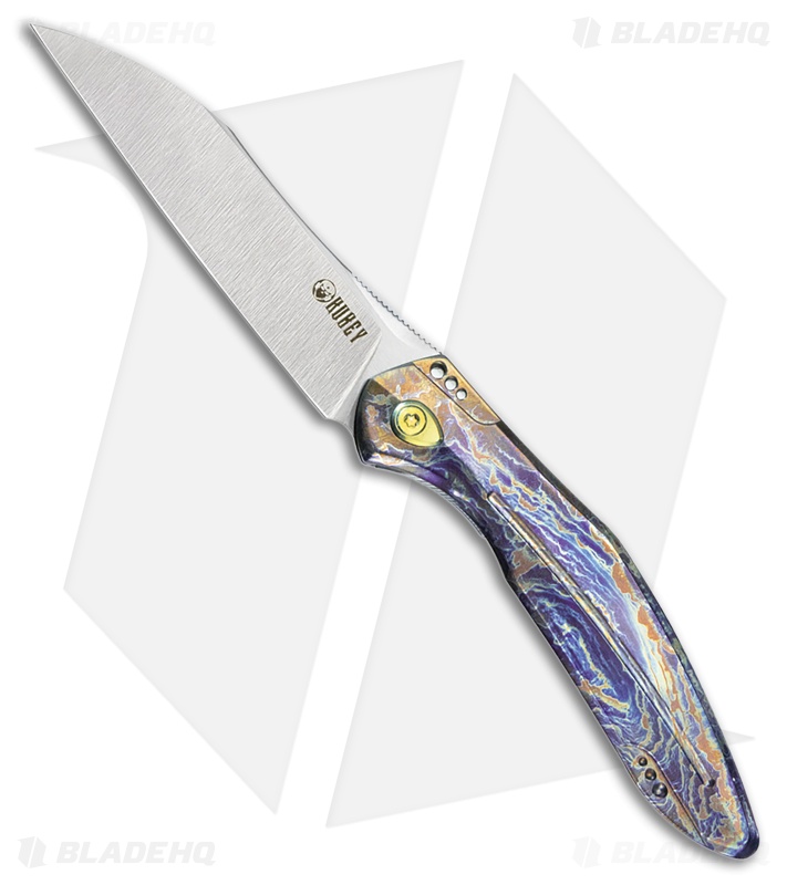 Kubey Barracuda Liner Lock Knife Flame Titanium (Satin M390)