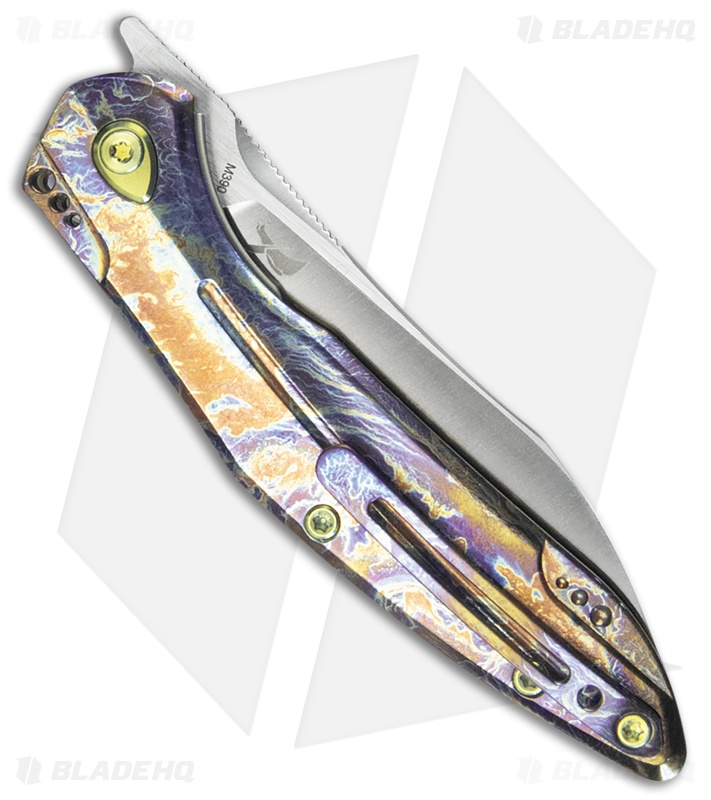 Kubey Barracuda Liner Lock Knife Flame Titanium (Satin M390)